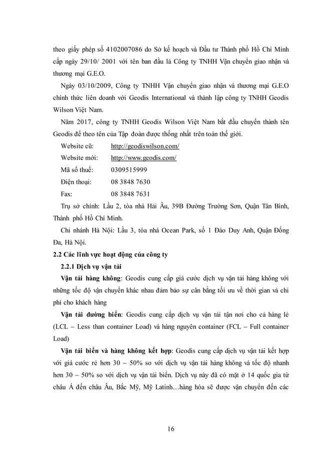 Quy trình giao nhận hàng hóa xuất nhập khẩu bằng container đường biển của công ty geodis việt ...