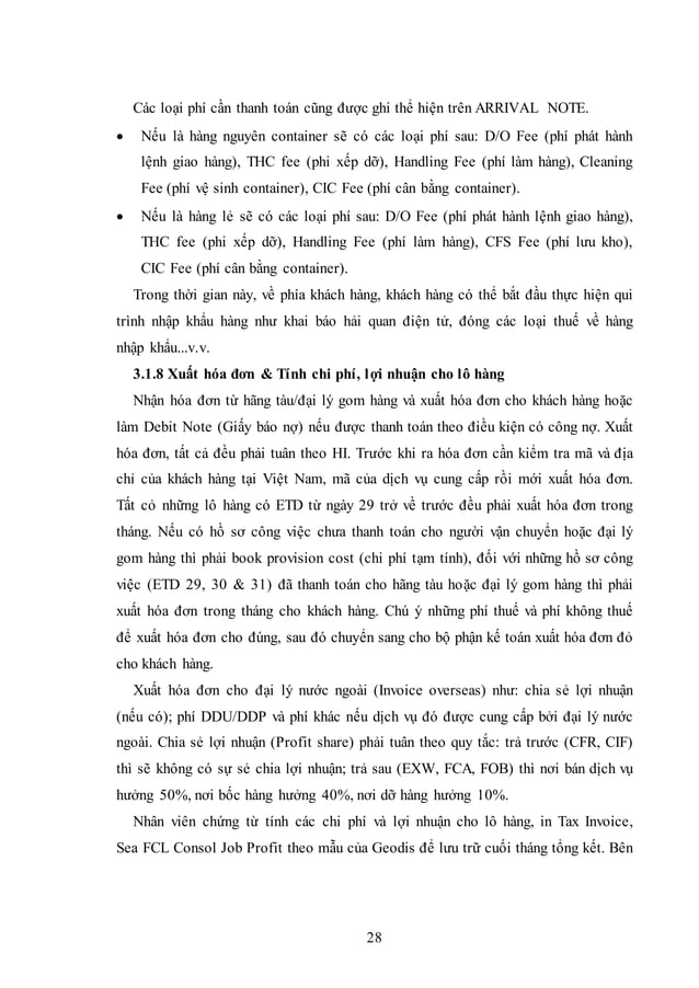 Quy trình giao nhận hàng hóa xuất nhập khẩu bằng container đường biển của công ty geodis việt ...