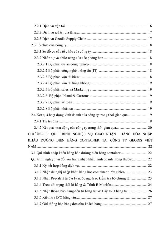Quy trình giao nhận hàng hóa xuất nhập khẩu bằng container đường biển của công ty geodis việt ...