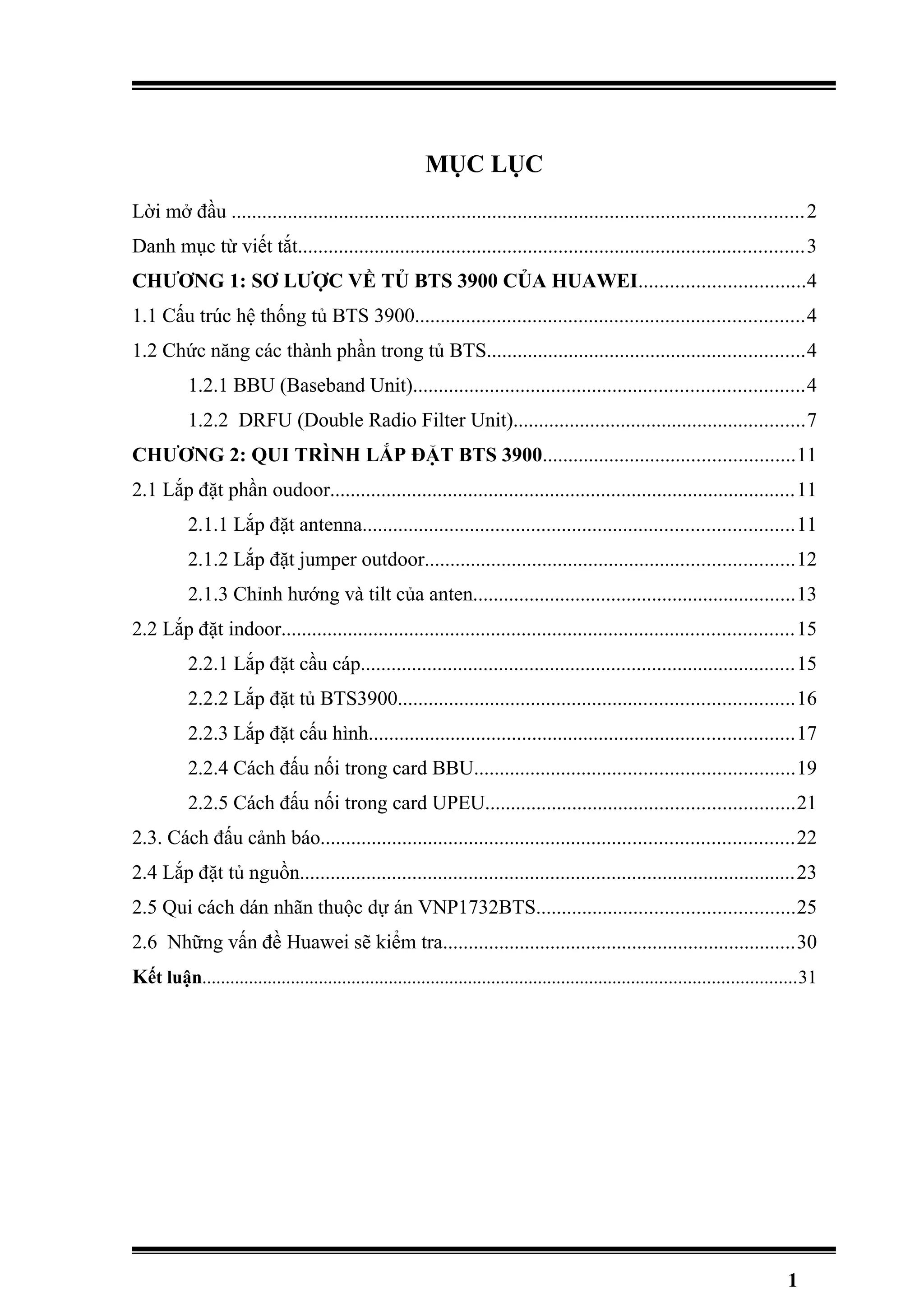 Quy trinh lap dat tram bts 3900 huawei | DOC