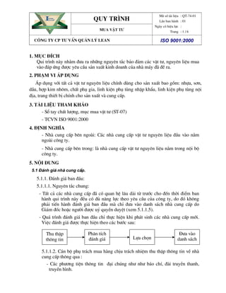 Quy trinh mua vat tu qt 74-01 | PDF
