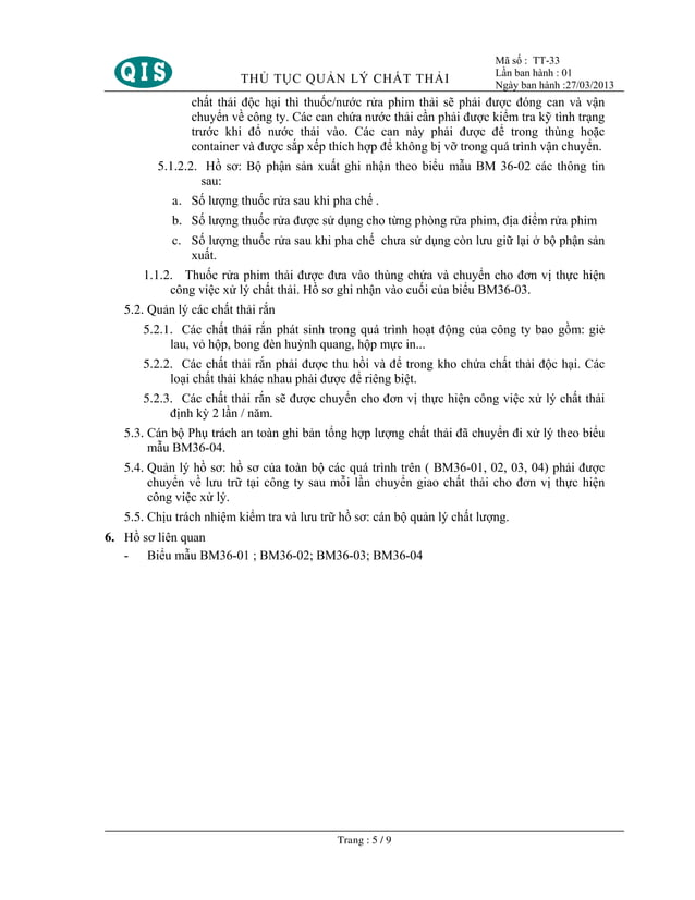 Quy trinh xu ly chat thai nguy hai | PDF