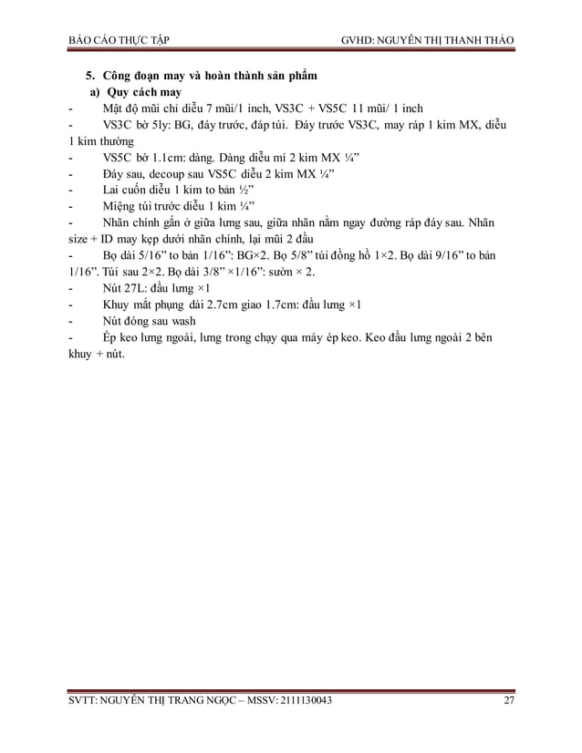 BÁO CÁO THỰC TẬP NGÀNH MAY - Quy trình chuẩn bị sản xuất mã hàng quần jean - trường cao đẳng ...