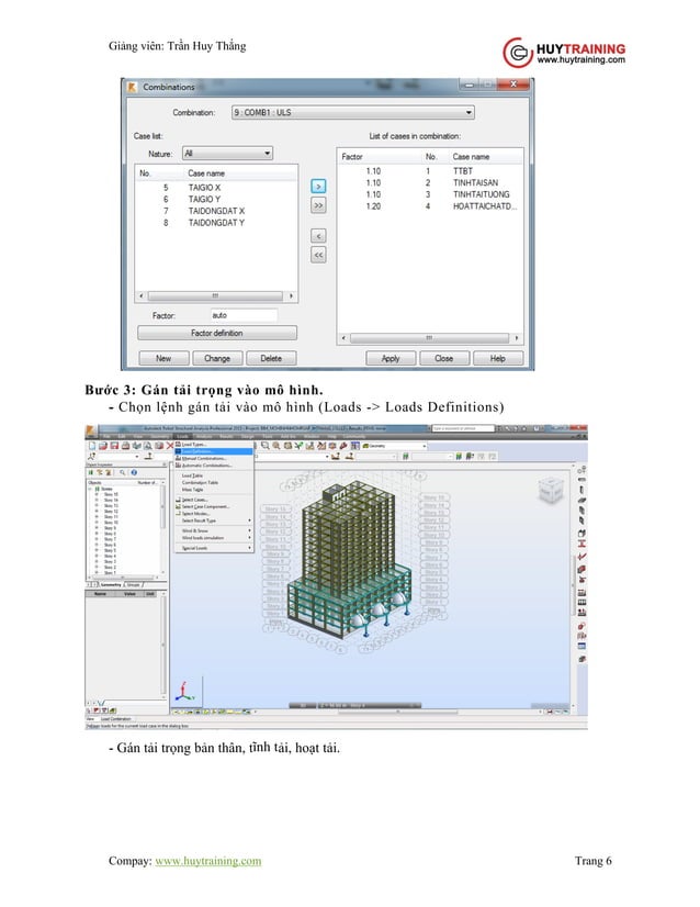 Quy trình gán tải và tổ hợp tải trọng trong Robot Structural | PDF