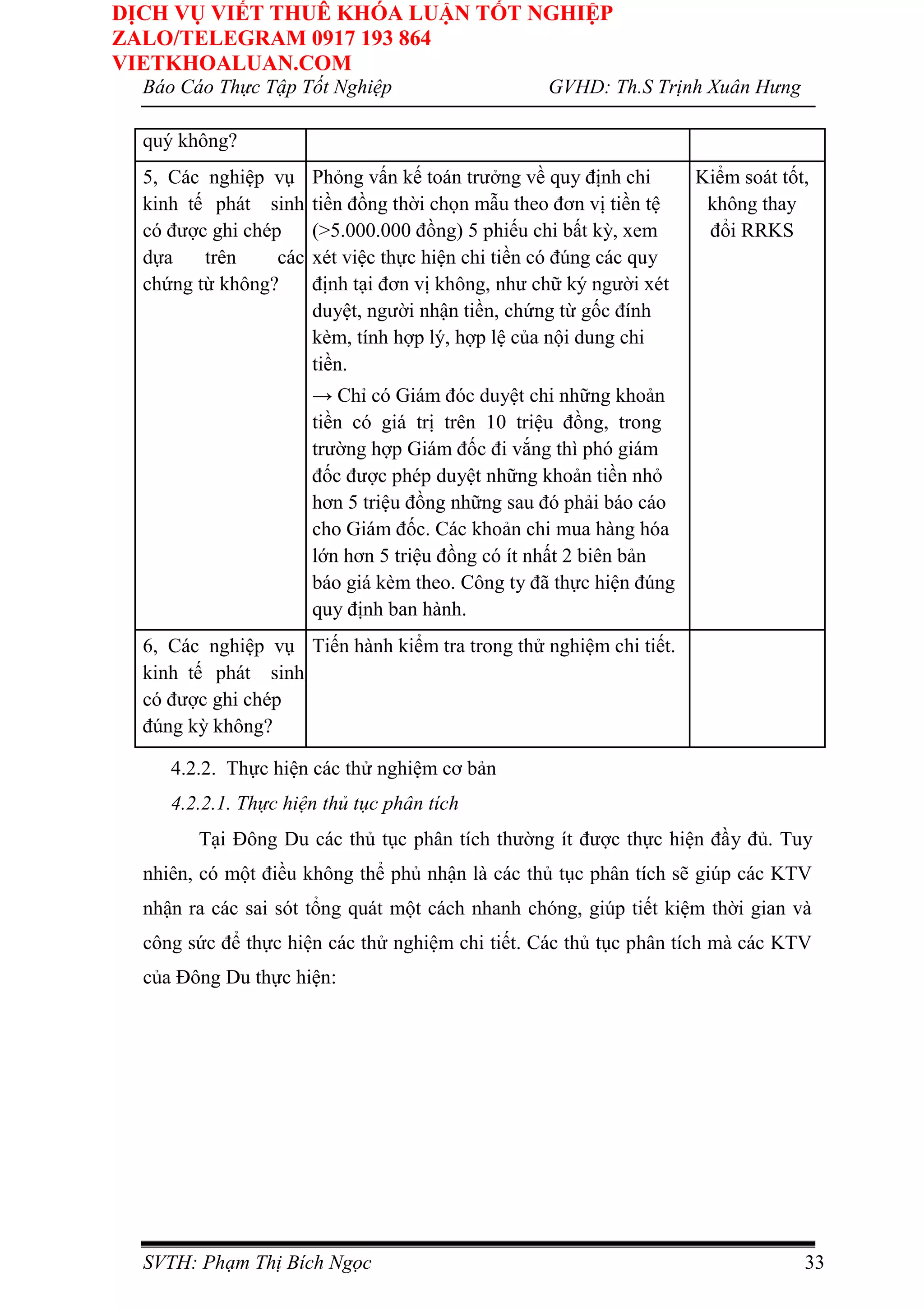 Khóa luận: Quy trình kiểm toán khoản mục vốn bằng tiền, HAY | DOC