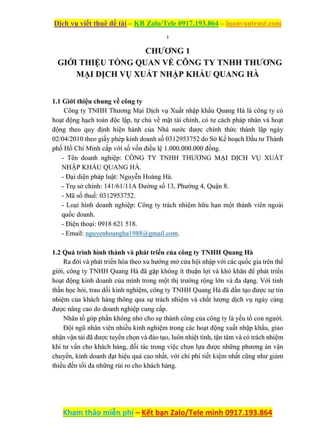 Quy trình nghiệp vụ giao nhận hàng xuất khẩu bằng container đường biển tại Công ty Quang Hà.docx