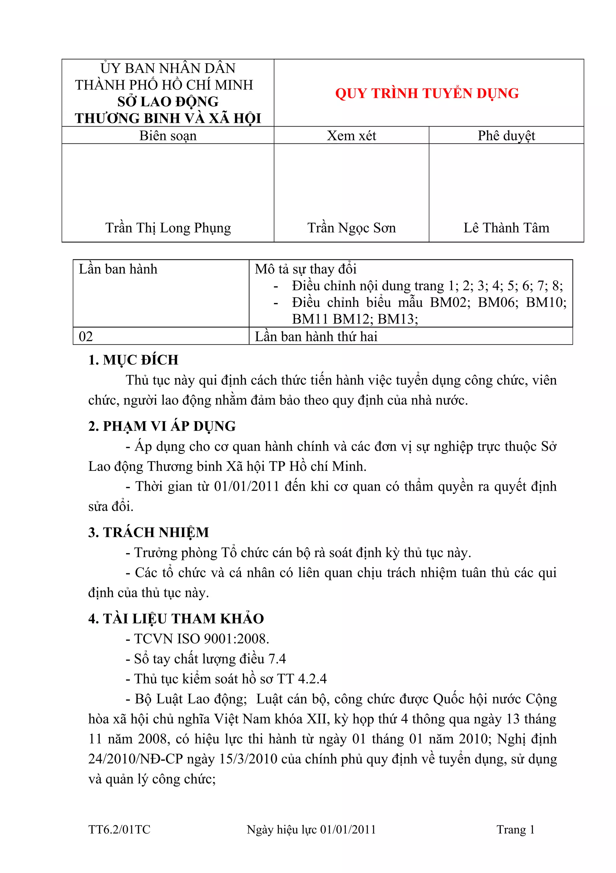 Quy tr nh tuy n d_ng s_a đ_i ngày 3-01-2011 | PDF