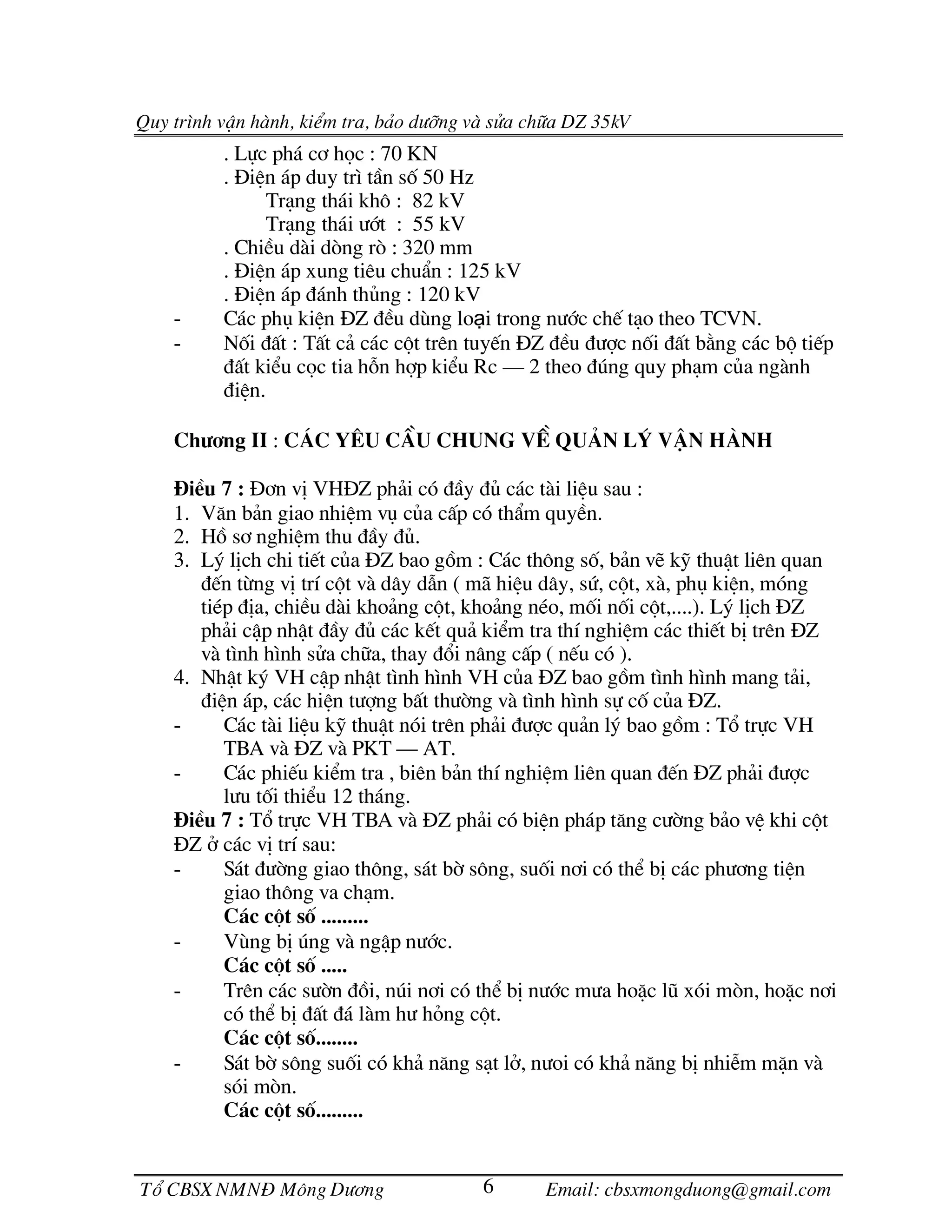 Quy trình vận hành đường dây 35 kv | PDF