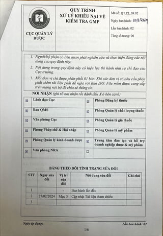 Quy trình xử lý khiếu nại về kiểm tra GMP | PDF