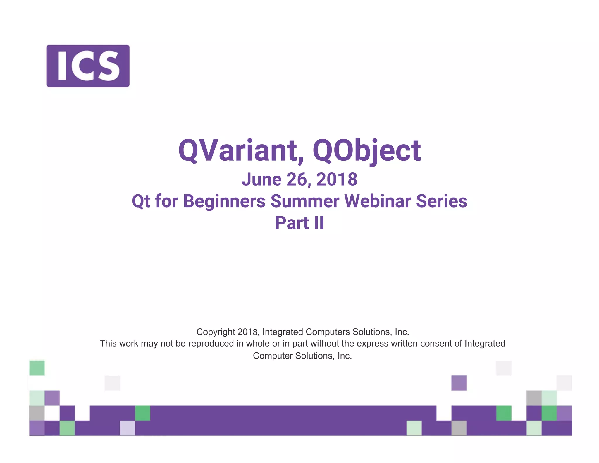 QVariant, QObject — Qt's not just for GUI development | PDF