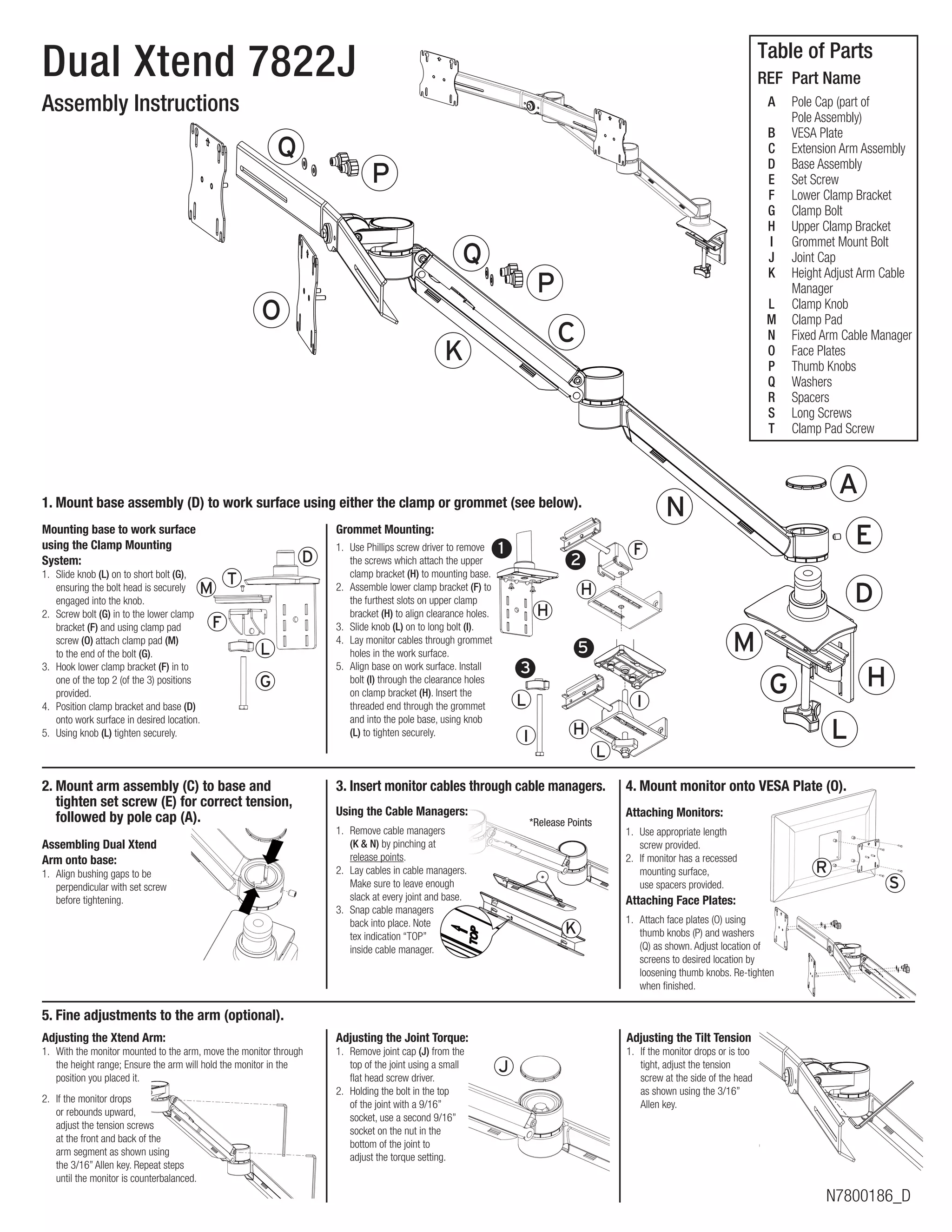 Xtend Dual Screen Crossbar Monitor Arm Assembly Instructions | PDF