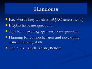 QVPS - EQAO Presentation to Parents | PPT | Educational Assessment ...