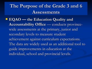 QVPS - EQAO Presentation to Parents | PPT