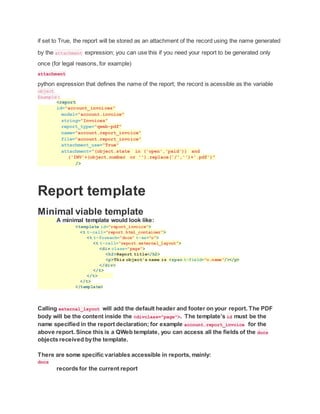 QWeb Report in odoo | PDF
