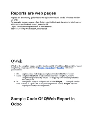 QWeb Report in odoo | PDF
