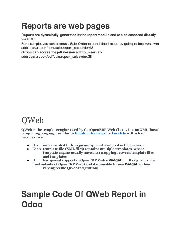 Qweb Report In Odoo 