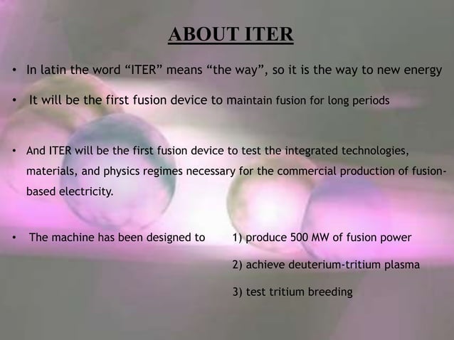 ITER FRANCE ABOUT TOKAMAK AND ALL OTHER IMPORTANT THINGS | PPTX ...