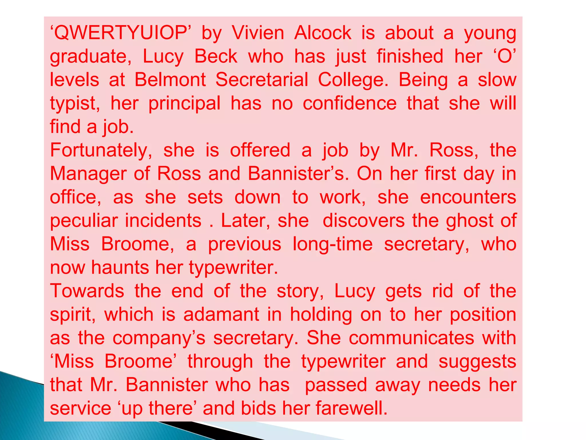 QWERTYUIOP by Vivien Alcock | PPT