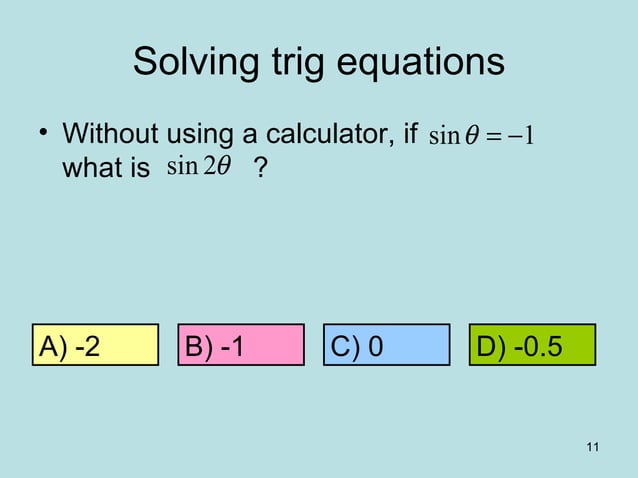 Qwizdom a-level maths - trig equations 1 | PPT