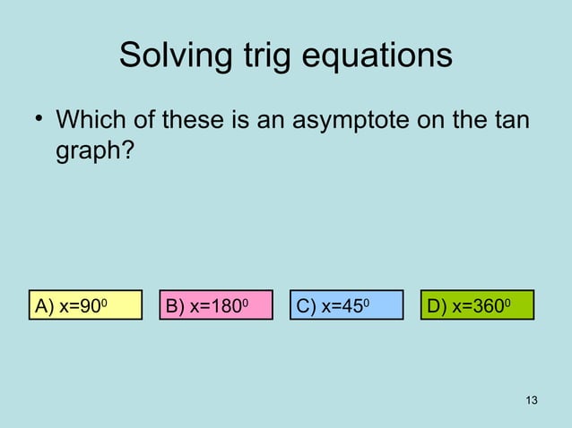 Qwizdom a-level maths - trig equations 1 | PPT