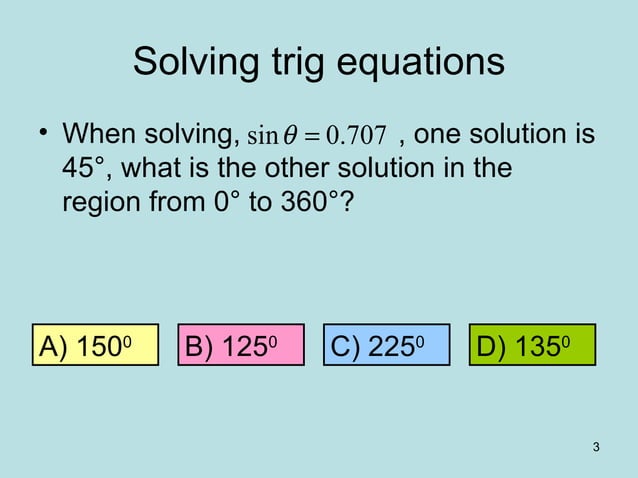 Qwizdom a-level maths - trig equations 1 | PPT