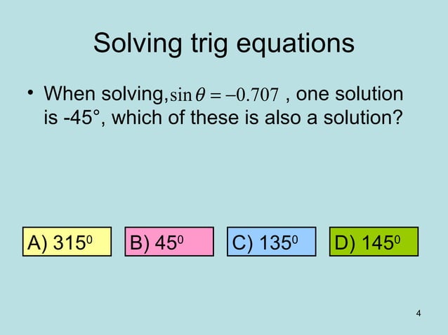 Qwizdom a-level maths - trig equations 1 | PPT