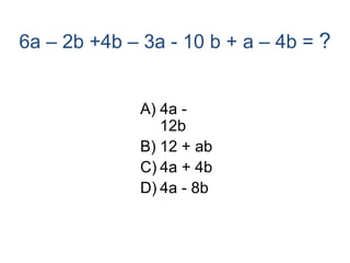 Qwizdom as pure maths - collecting like terms | PPT
