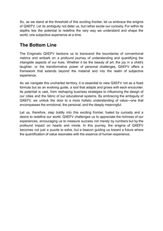 QXEFV-Unveiling the Enigma of Value in a Subjective World | PDF