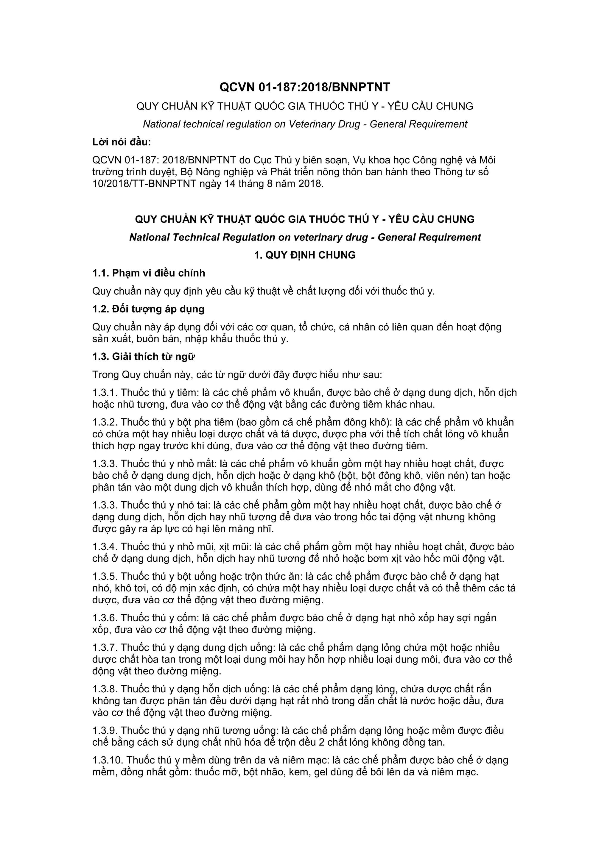 Quy chuẩn Việt Nam cho thuốc thú y | PDF