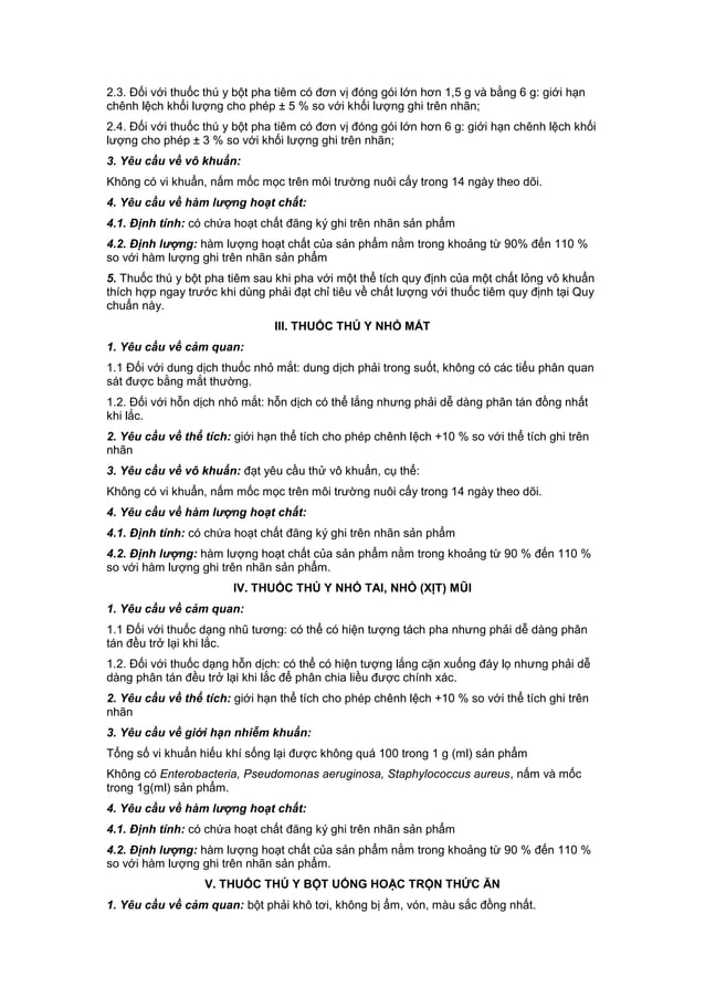 Quy chuẩn Việt Nam cho thuốc thú y | PDF
