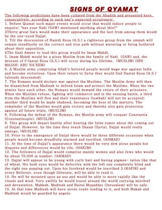 Qyamaat signs | DOC | Islam | Religion & Spirituality