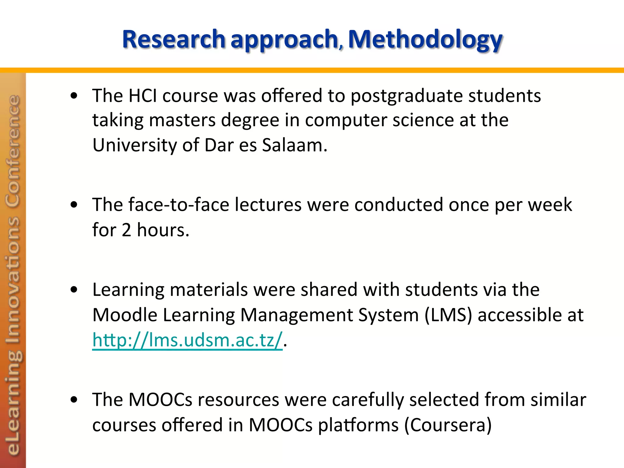 Using moocs to enrich computer science delivery at the university of dar es salaam, tanzania | PDF