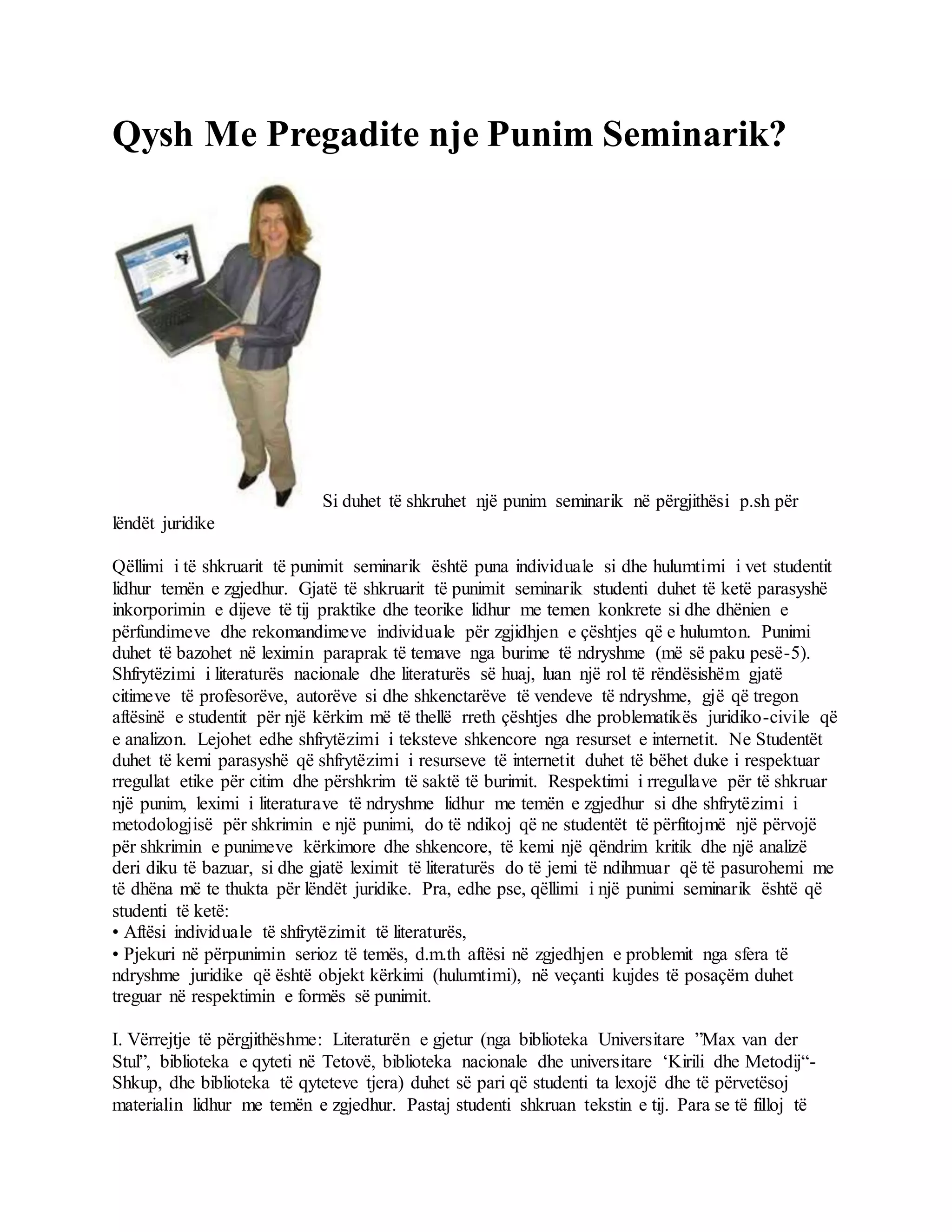 Qysh me pregadite nje punim seminarik | DOCX