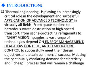 recent trends, researches in thermal engineering | PPTX