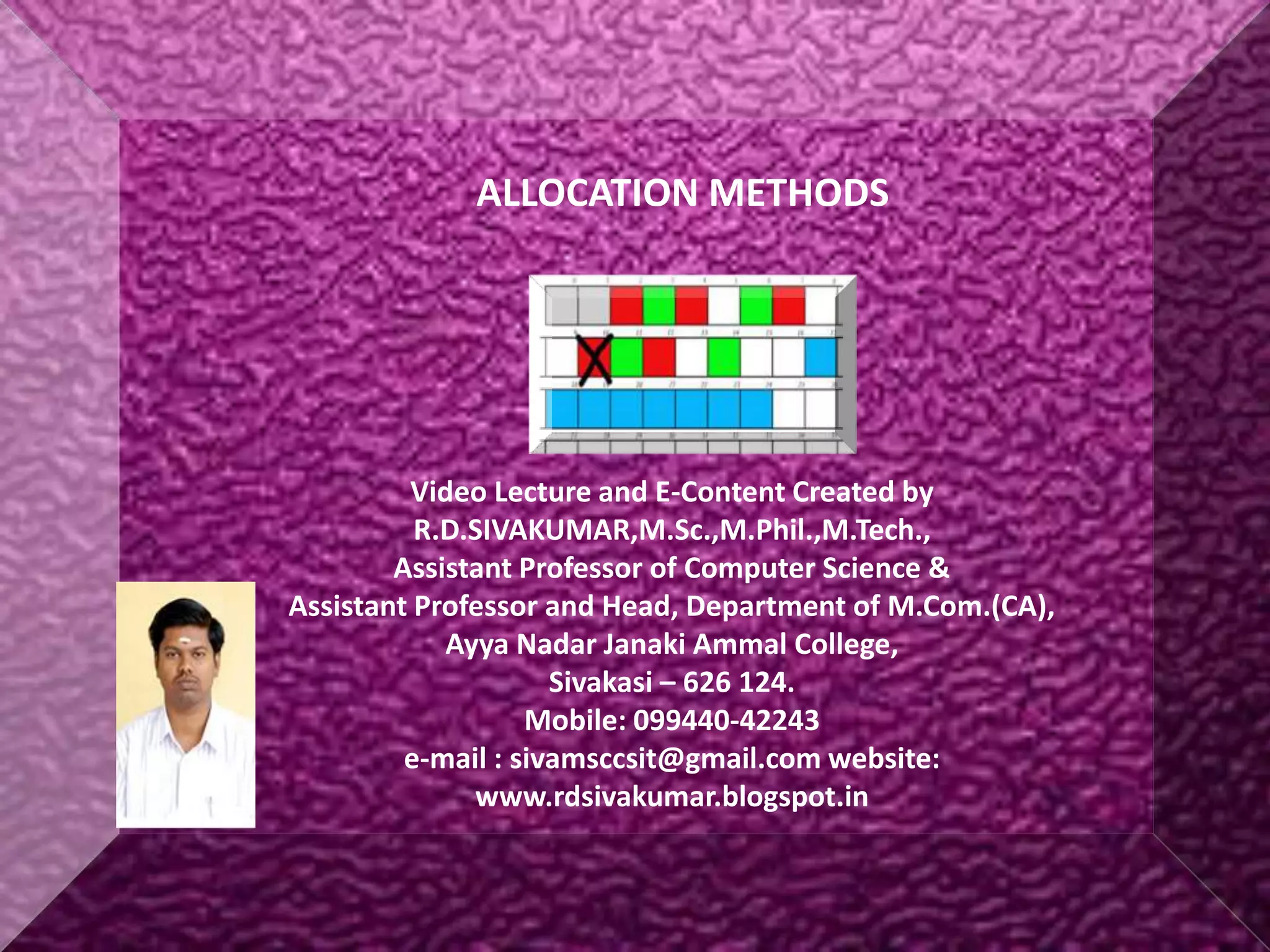 Allocation Methods-R.D.Sivakumar | PPTX