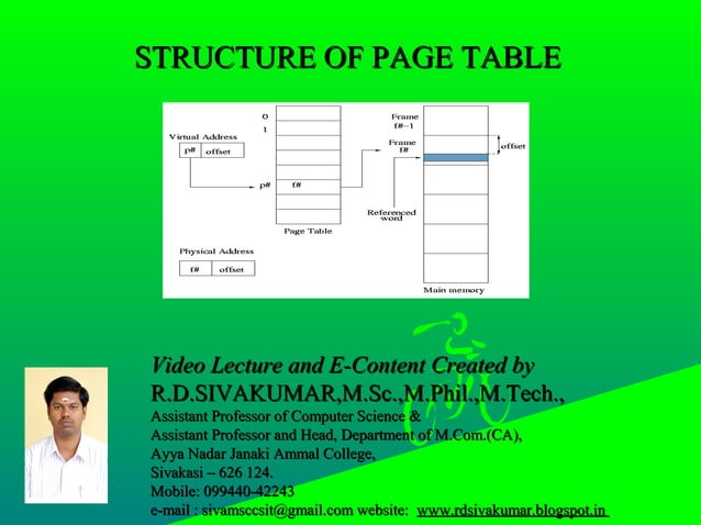 Structure of Page Tabe-R.D.Sivakumar | PPT