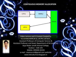 Contiguous Memory Allocation-R.D.Sivakumar | PPTX
