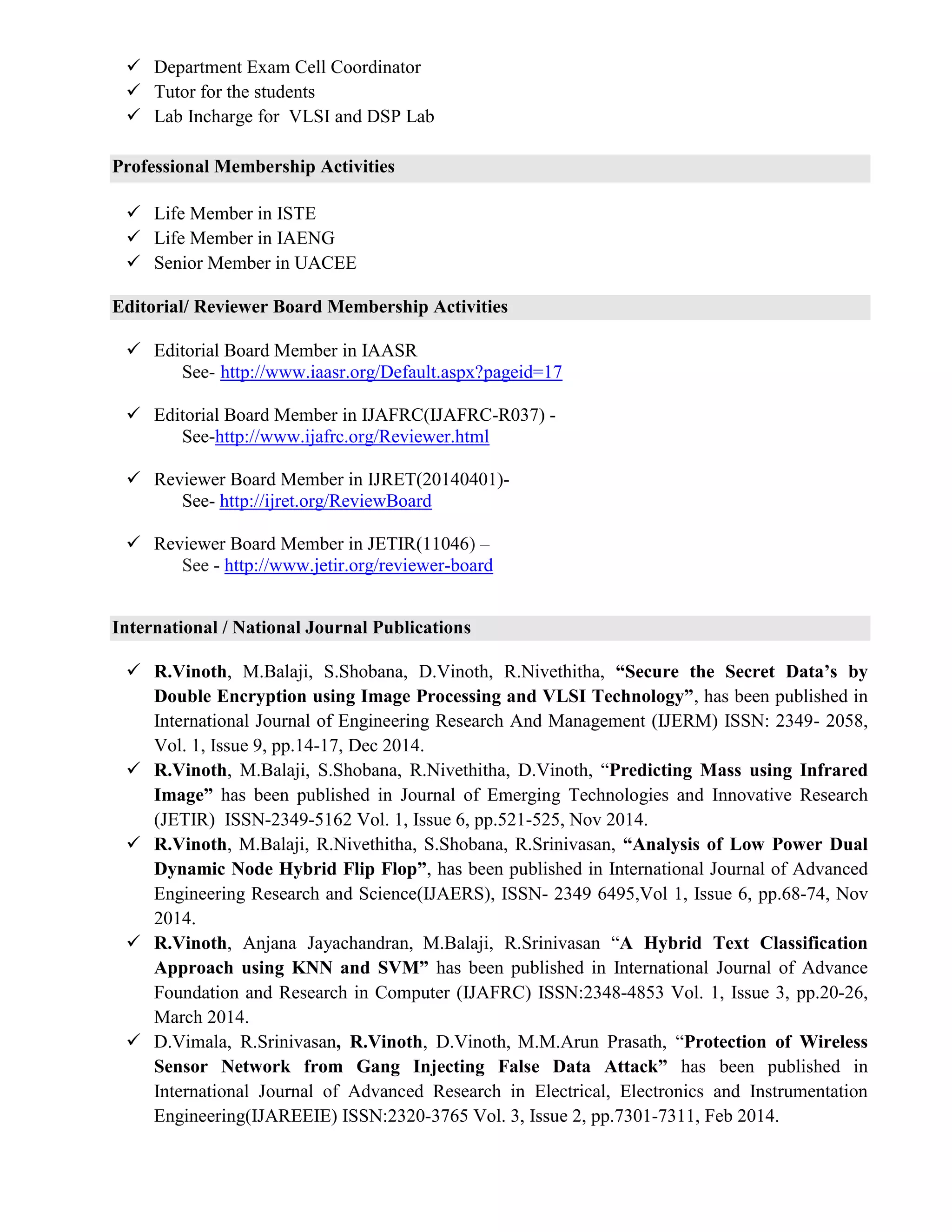 R.vinoth curriculum vitae | PDF