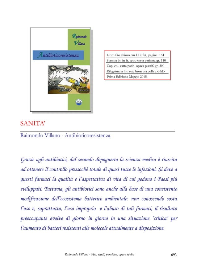 R. Villano - Colophon libro Antibioticoresistenza | PDF