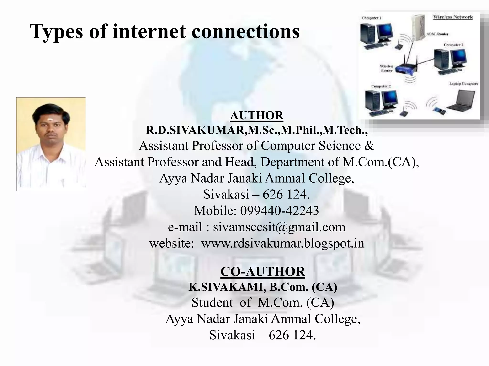 Types of Internet Connections - R.D.sivakumar | PPTX