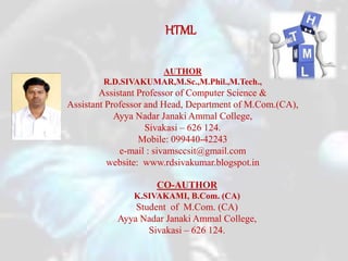 HTML - R.D.sivakumar | PPT