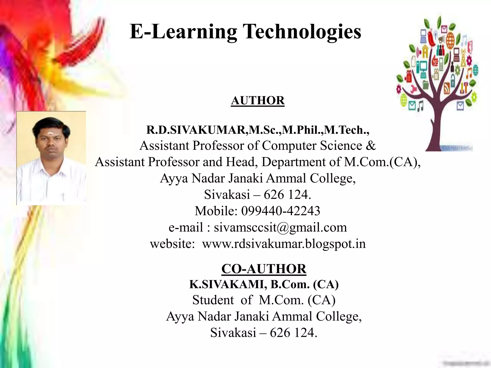 E-learning Technologies - R.D.Sivakumar | PPT