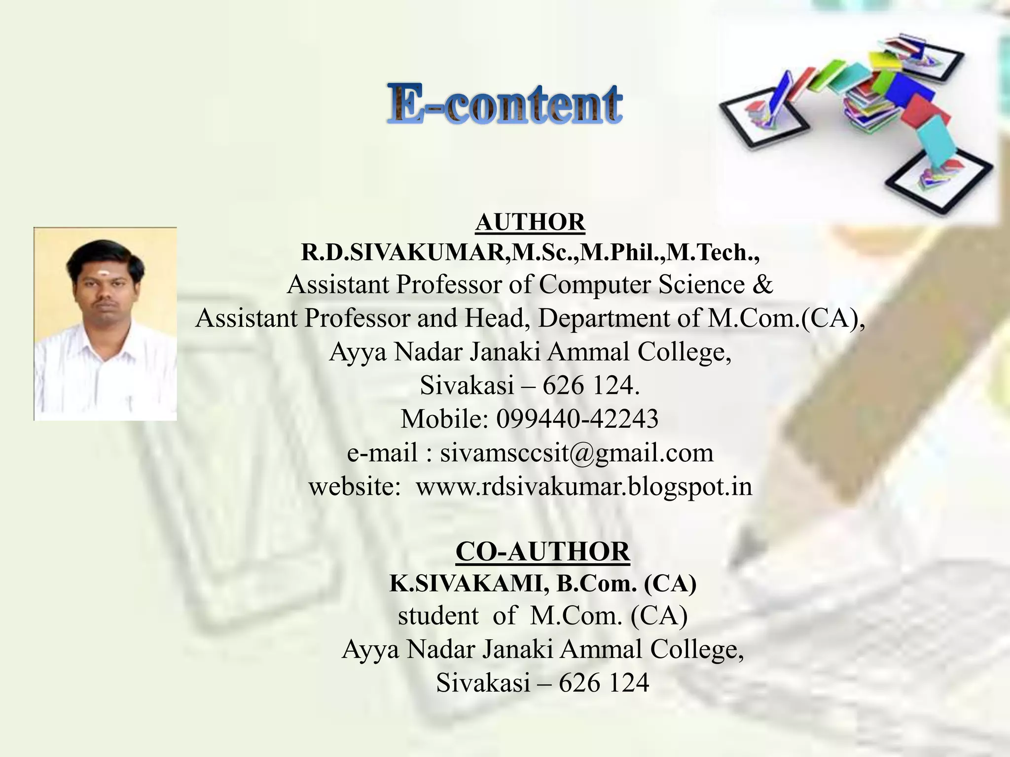 E-content - R.D.sivakumar | PPT