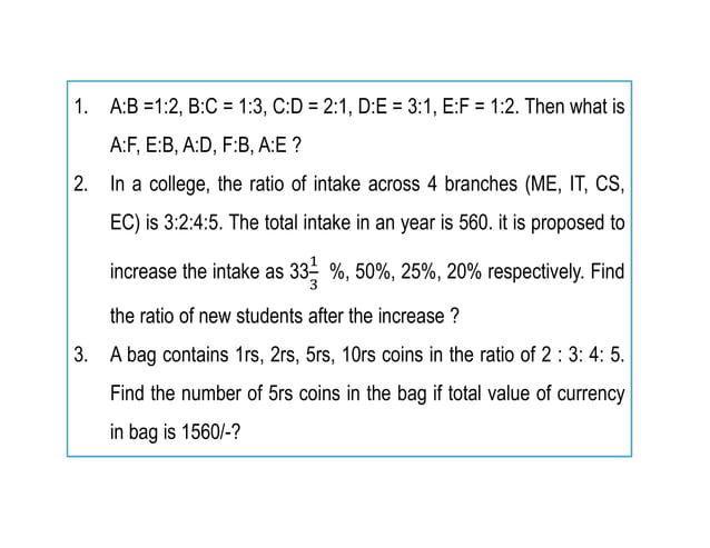 Aptitude Training - RATIO AND PROPORTION 1 | PDF