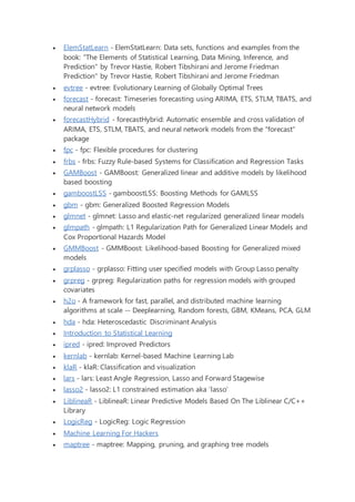 R Machine Learning packages( generally used) | DOCX | Computing ...