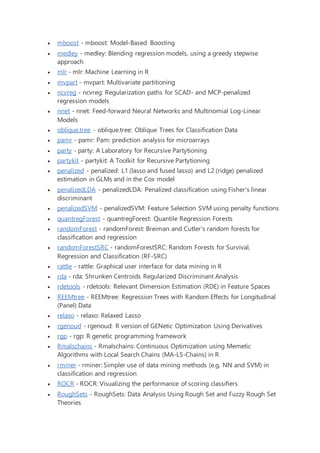 R Machine Learning packages( generally used) | DOCX | Computing ...