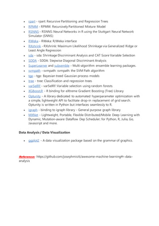 R Machine Learning packages( generally used) | DOCX | Computing | Technology & Computing