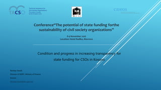 Condition and progress in increasing transparency for state funding for ...