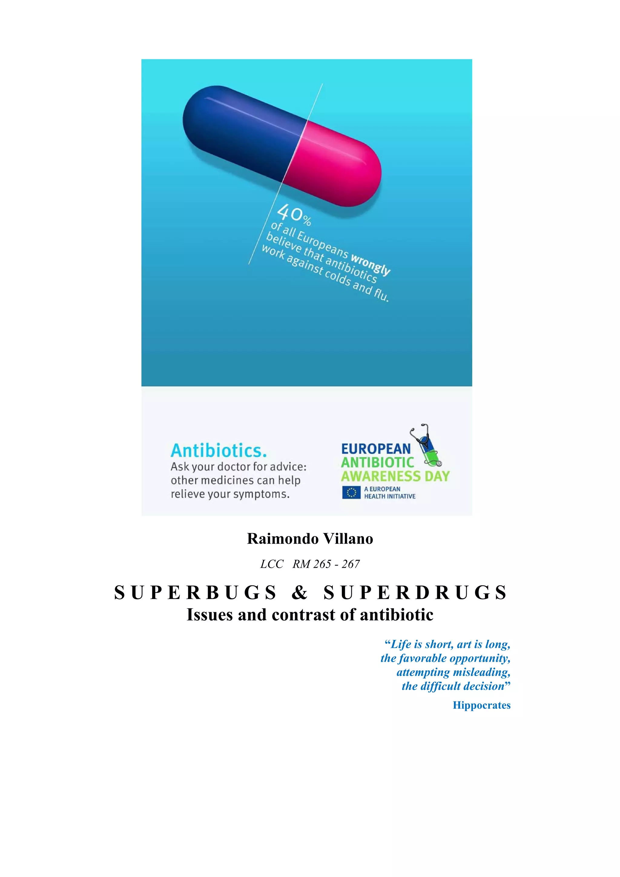 R. Villano - Superbugs & superdrugs: issues and contrast of antibiotic | PDF