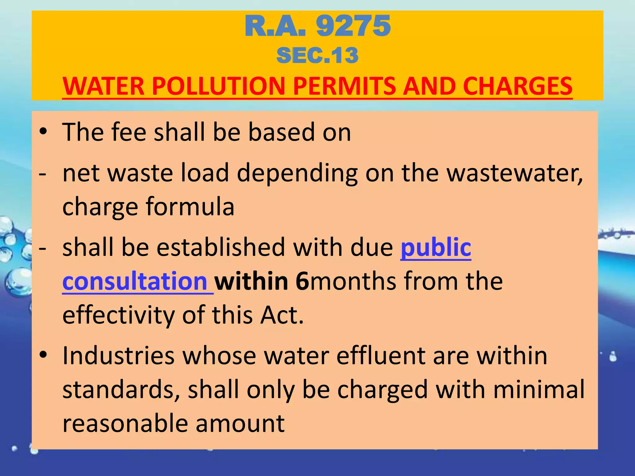 R.A. 9275 Philippine Clean Water Act of 2004 | PPTX